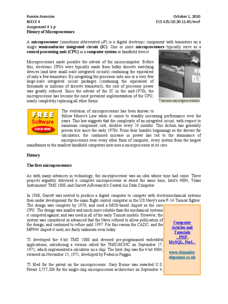 History of Microprocessors: Computer Articles and Tutorials ... PHP, Mysql, Perl.. | PDF ...