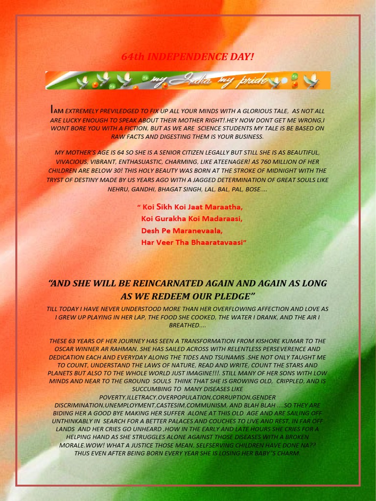 64TH Independence Day 07 | PDF | Religion & Spirituality | Young Adult