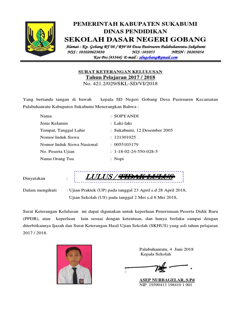 Surat Keterangan Lulus | PDF