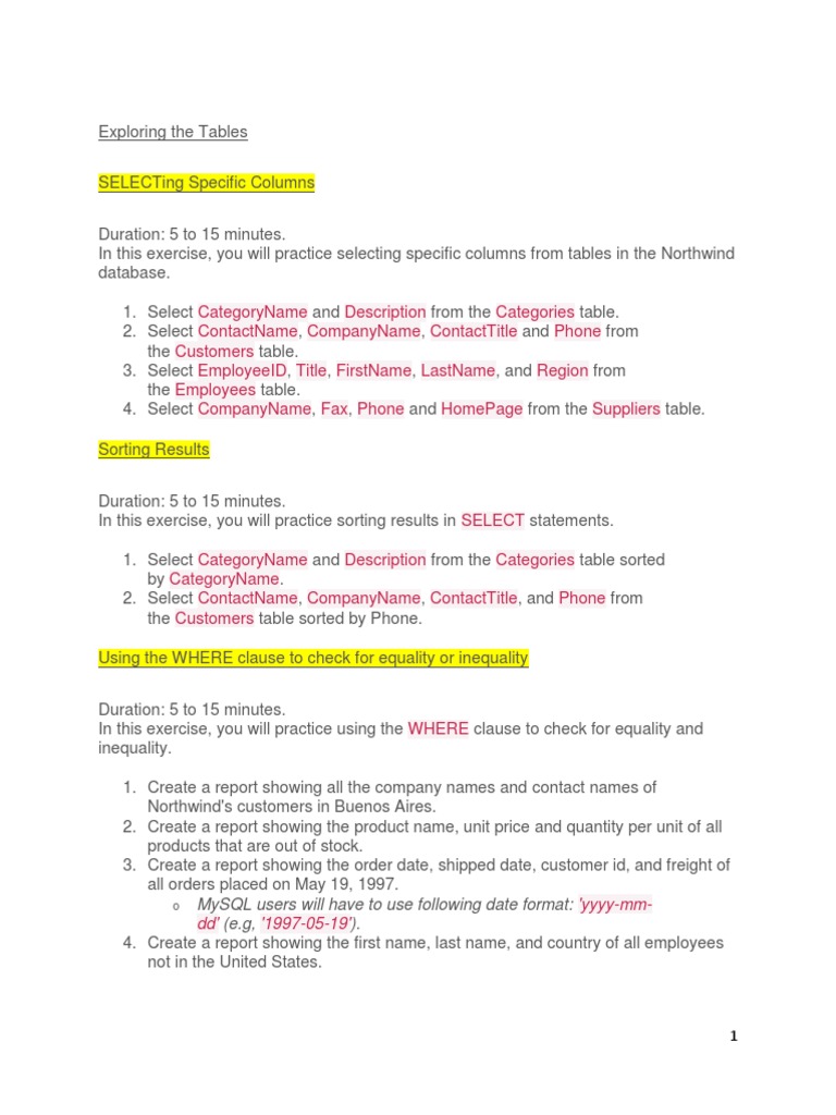 Northwind Queries and Activities | PDF | Sales | Data Management