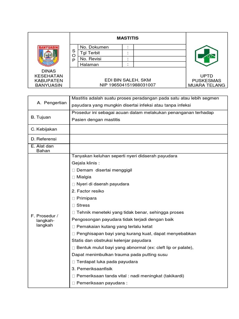 65 Sop Mastitis | PDF