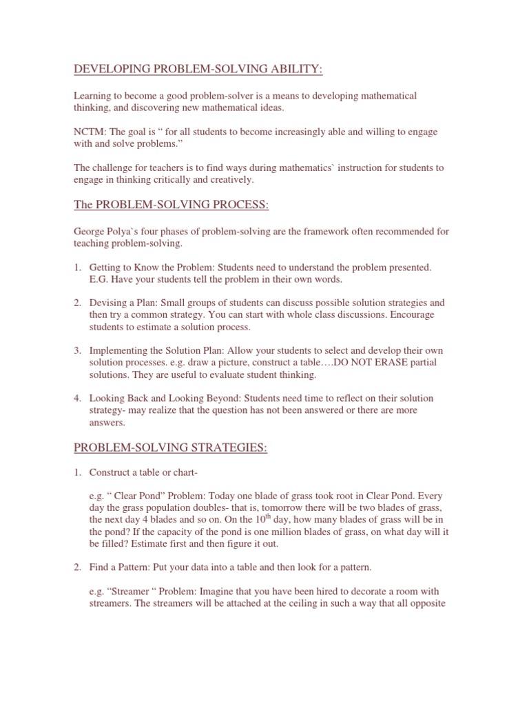 Developing Problem | PDF | Cognition | Learning