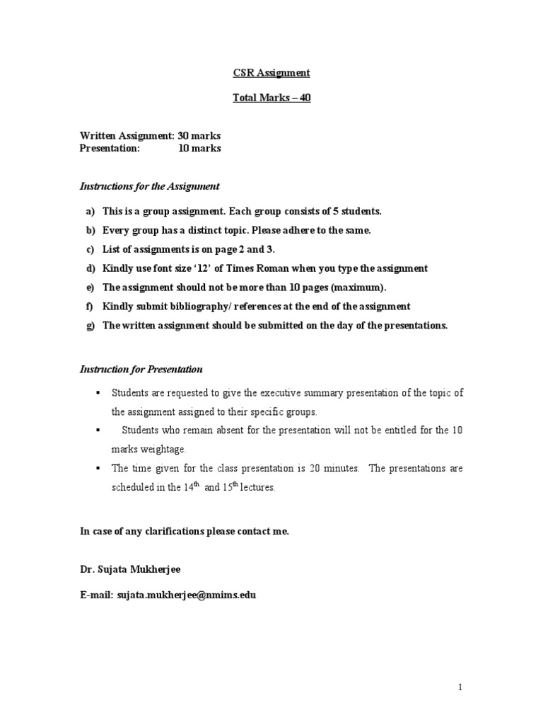 CSR Assignment | PDF | Corporate Social Responsibility | Governance