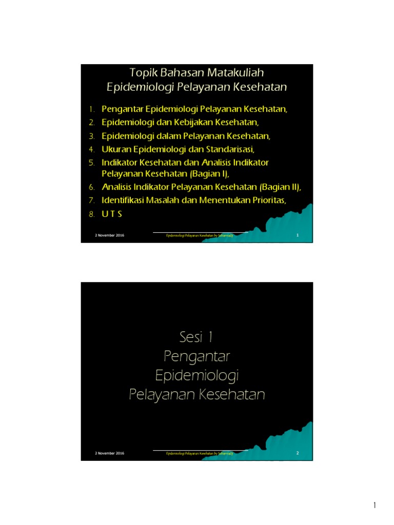 Epid Pelayanan Kesehatan (Uts-Ht) PDF | PDF