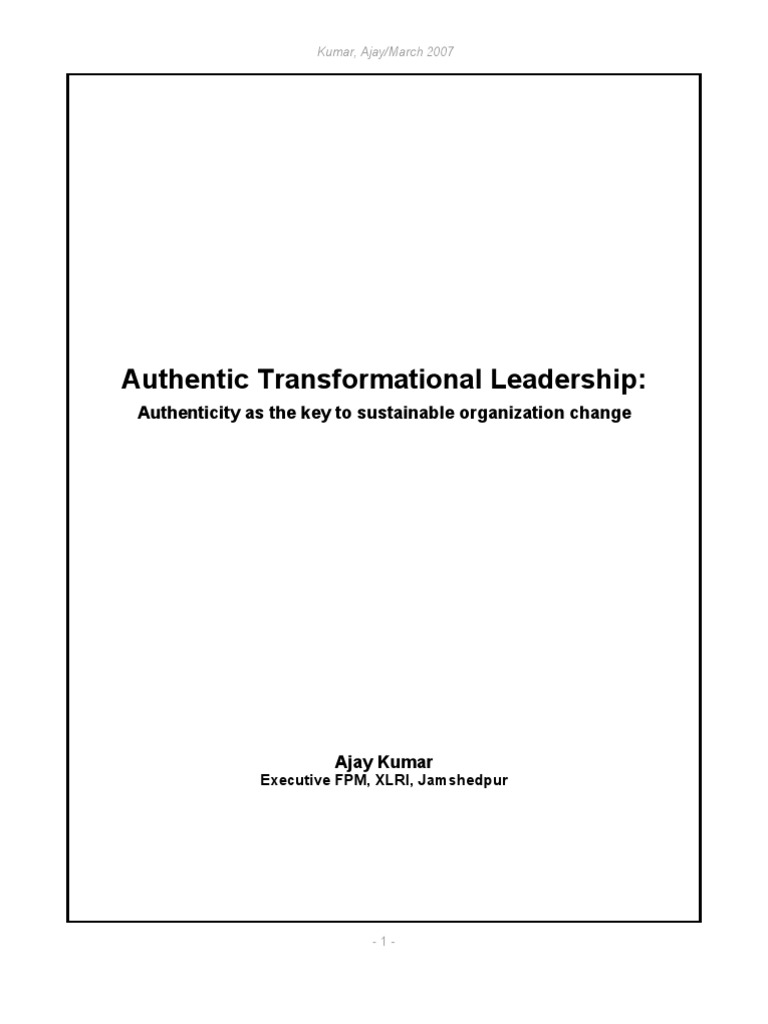 Authentic Transformational Leadership Insights | PDF | Transformational ...