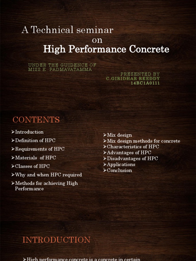 A Technical Seminar On High Performance Concrete | PDF | Concrete ...