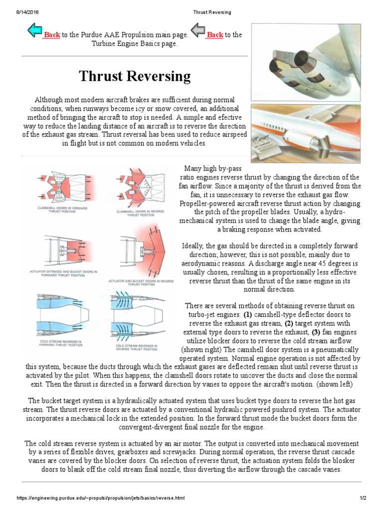 Thrust Reversal Techniques Explained | PDF | Thrust | Aircraft
