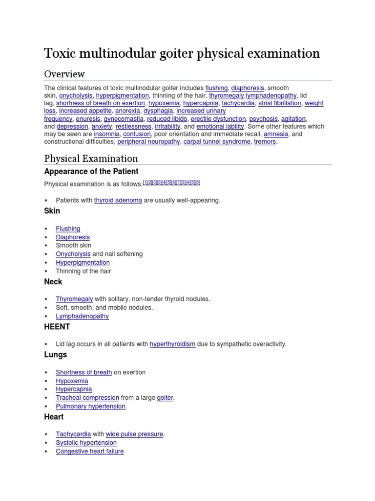 Toxic Multinodular Goiter Physical Examination | PDF | Hyperthyroidism ...
