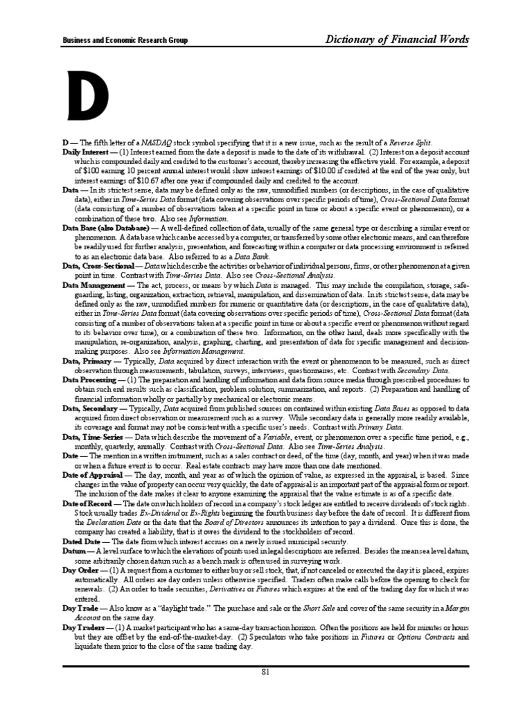 Dictionary of Financial Words: Account On The Same Day | PDF | Debt ...
