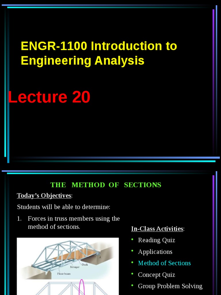 ENGR-1100 Introduction To Engineering Analysis | PDF | Truss | Tension (Physics)