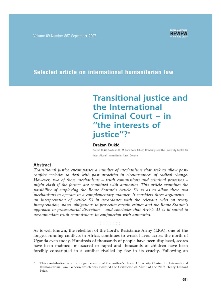 Irrc 867 Dukic PDF | PDF | International Criminal Court | Geneva ...