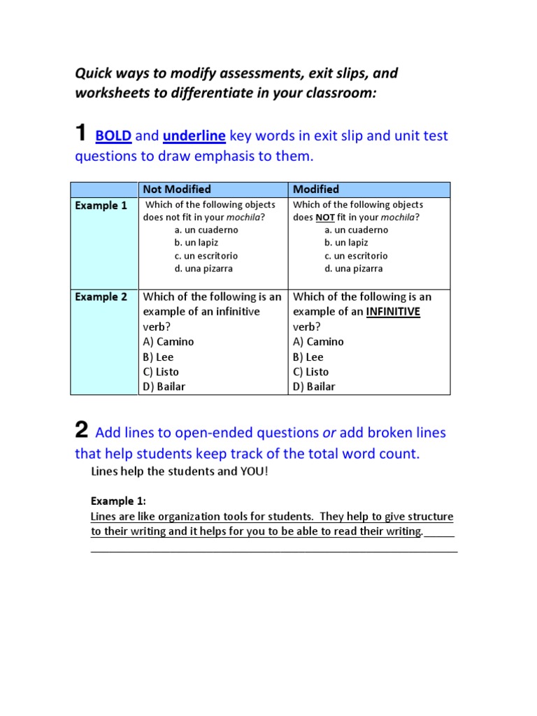 Underlining Keywords in Assessments | PDF