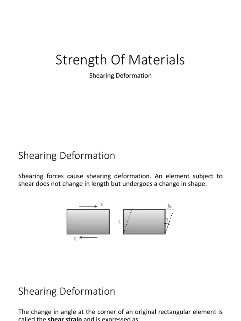 Understanding Shearing Deformation and Elasticity | PDF | Science ...