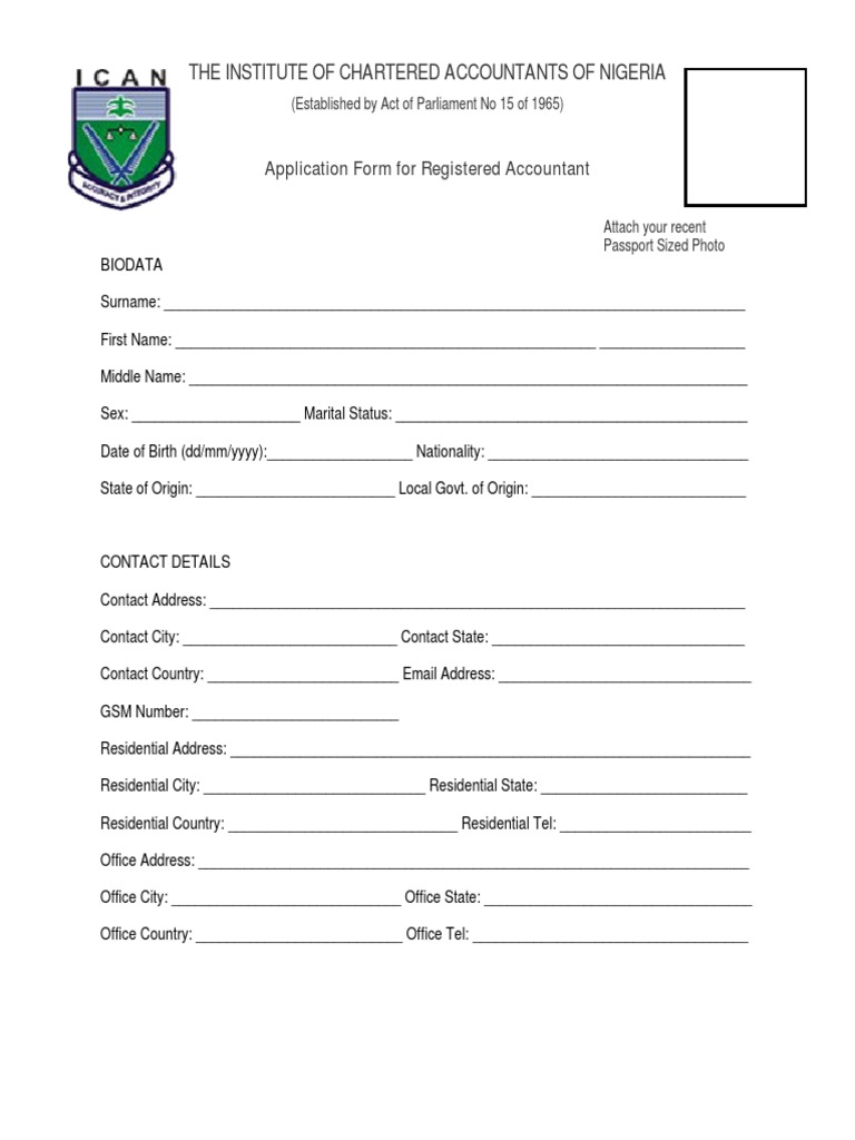 Application Form Registered Accountant | PDF | Accountant ...