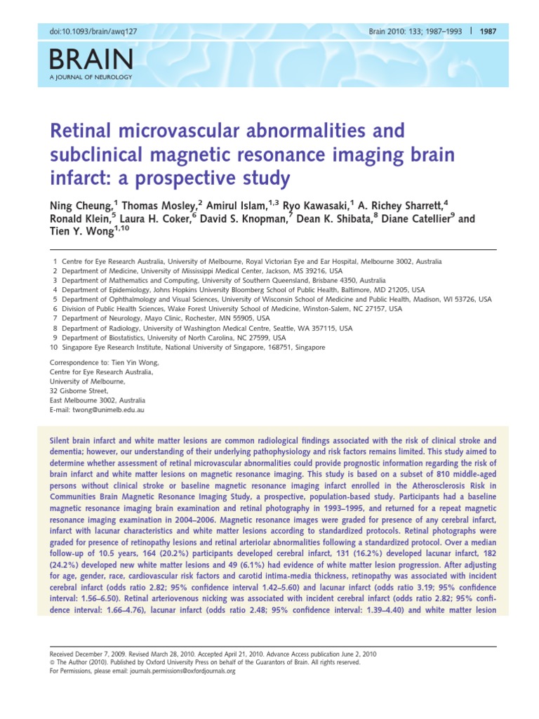 Brain: Retinal Microvascular Abnormalities and Subclinical Magnetic ...