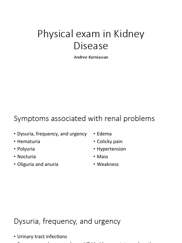 Physical Exam in Kidney Diseasen | PDF | Urinary System | Kidney