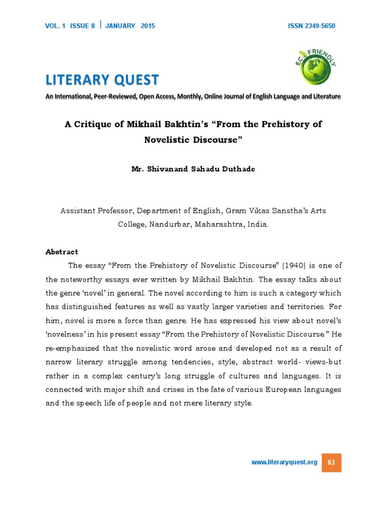 Mikhail Bakhtin The Dialogic Imagination Excerpt | PDF | Genre | Novels