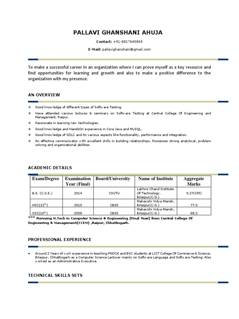 Resume Pallavi | PDF | Software | Behavior Modification