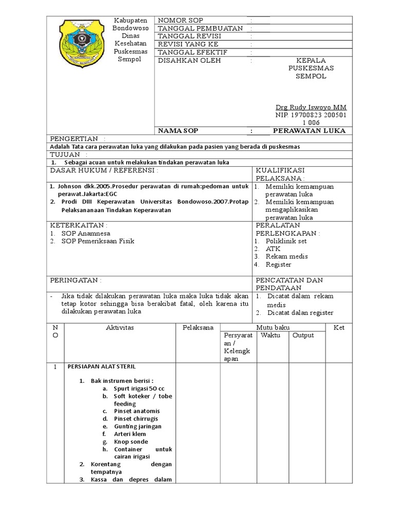 Sop Perawatan Luka | PDF