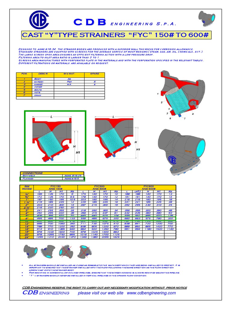 CDB engineering strainer technical data sheet | PDF | Mechanical ...