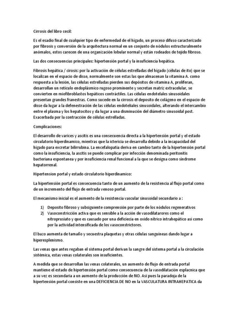 Cirrosis Del Libro Cecil | PDF | Cirrosis | Hipertensión