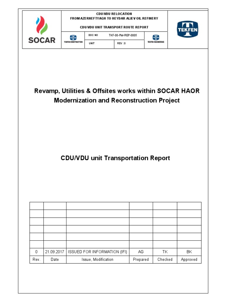 CDU/VDU Transport Route Analysis | PDF | Oil Refinery | Nature