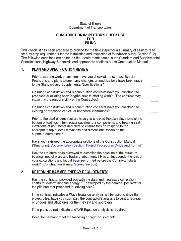 A Comprehensive Checklist for Ensuring Proper Piling Installation and ...