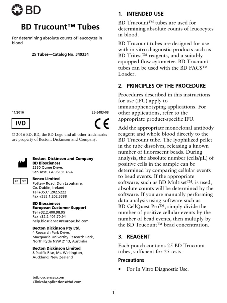 BD Trucount Beads | PDF | Flow Cytometry | Coefficient Of Variation