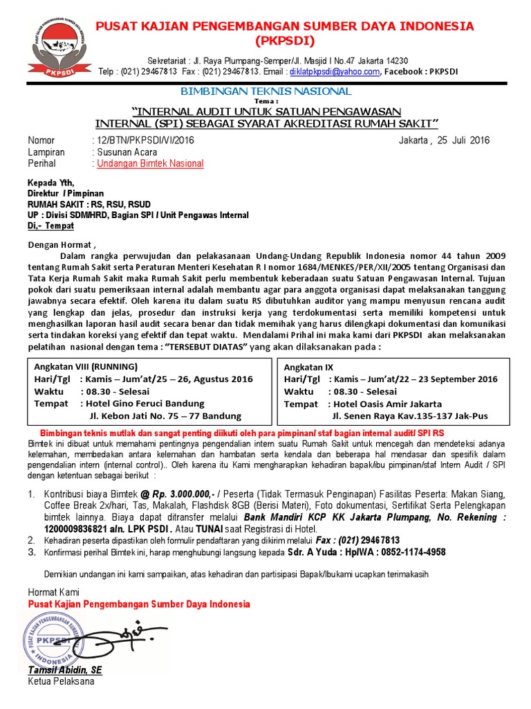 Audit Internal For Spi Rs & Akreditasi | PDF