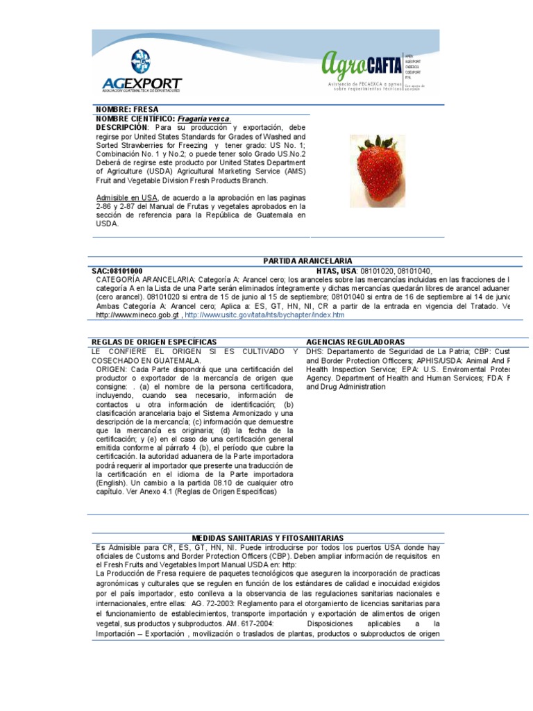Fresa PDF | Descargar gratis PDF | aduana | Alimentos