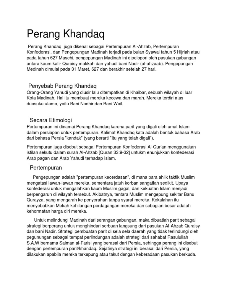 Sejarah Perang Khandaq 627 M | PDF