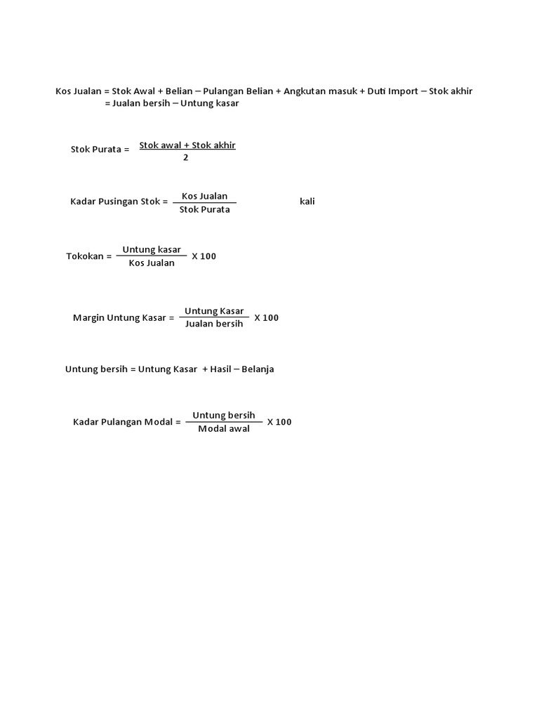 Kadar Pusingan Stok | PDF