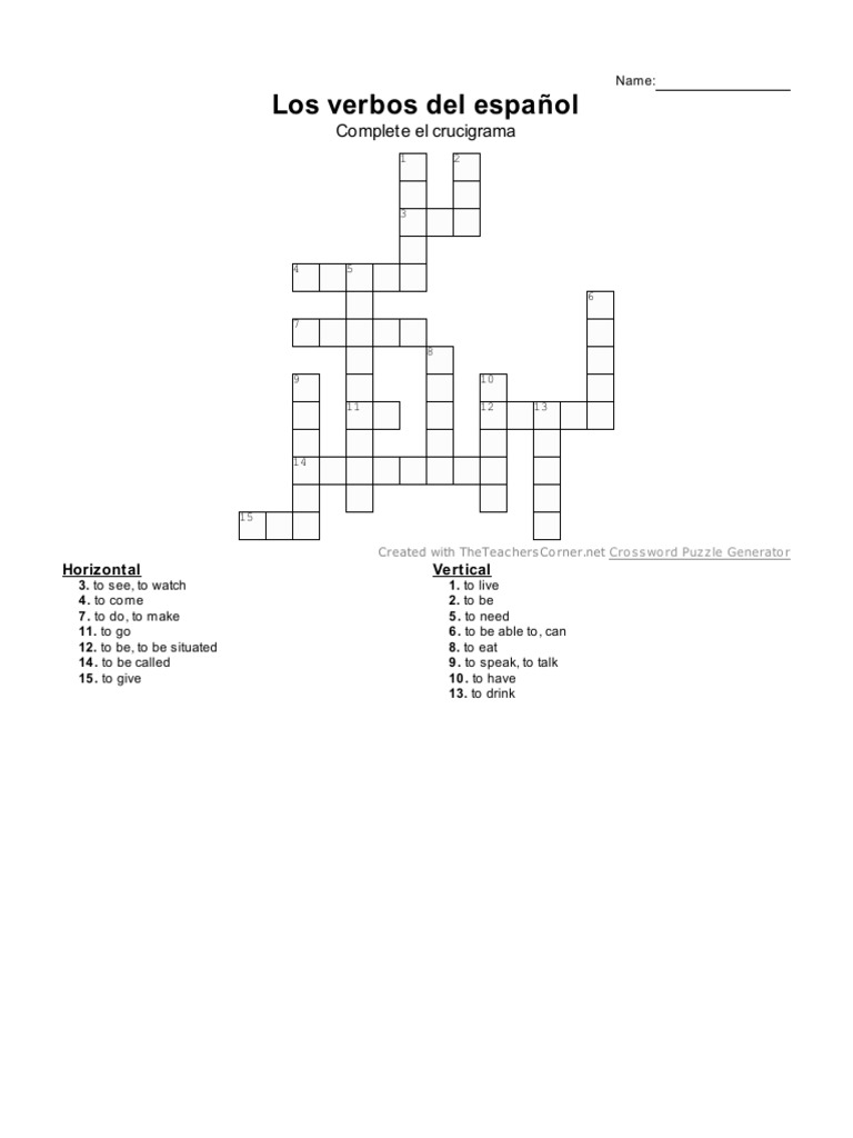 Crossword-Los Verbos Del Español | PDF