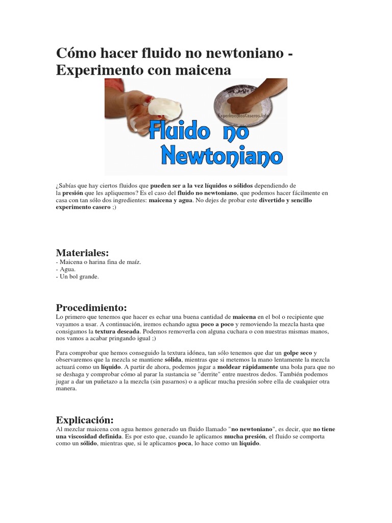 Experimento Fluido No Newtoniano | PDF