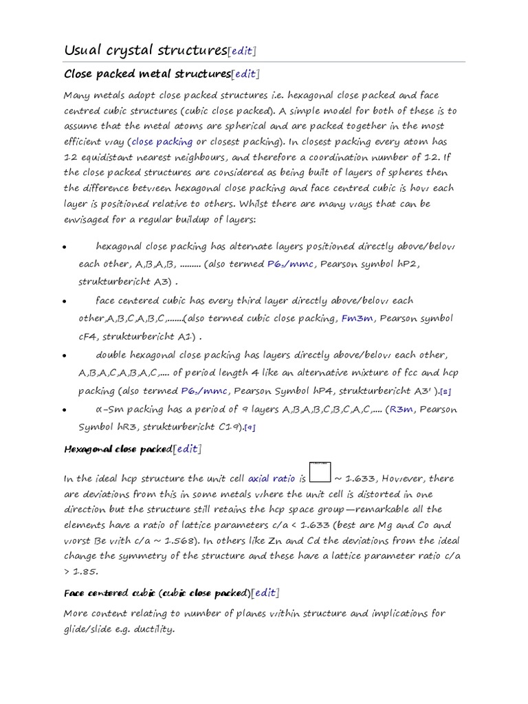 An Overview of Common Crystal Structures in Metals, Focusing on Close ...