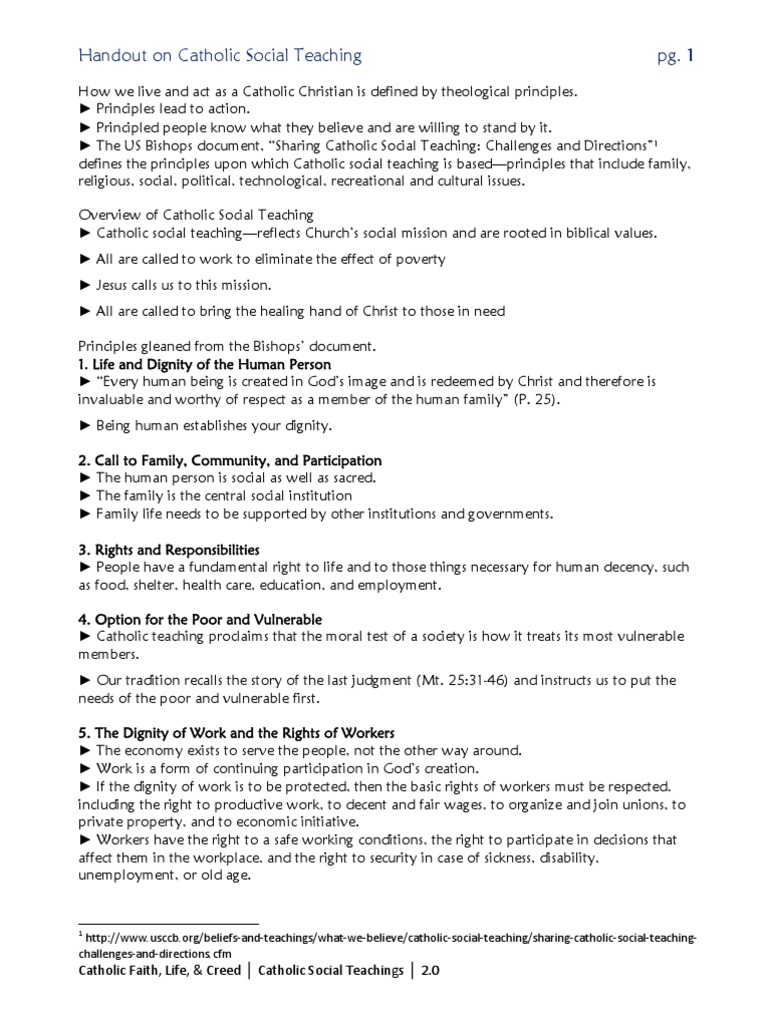 Rcia - Catholic Social Teaching | PDF | Catholic Social Teaching | Dignity
