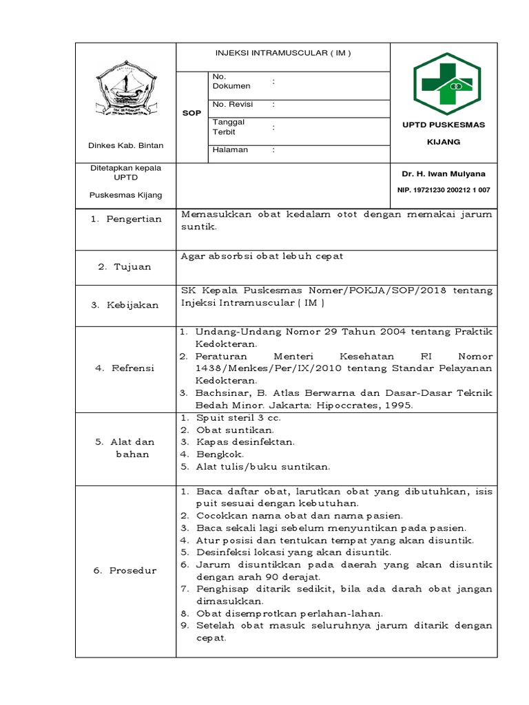 SOP Injeksi IM | PDF