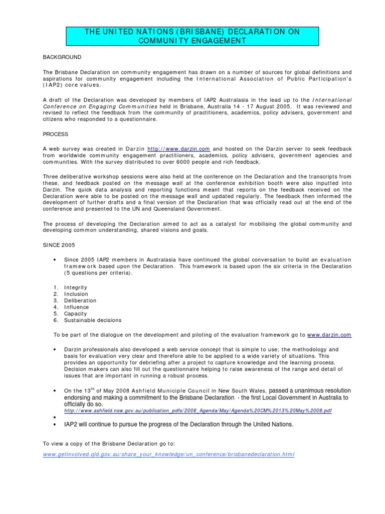 Declaration | PDF | Governance | Community