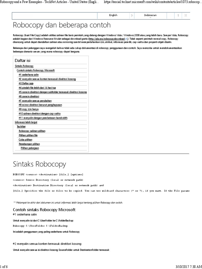 Robocopy Dan Beberapa Contoh | PDF