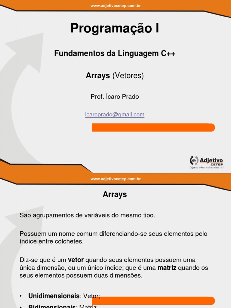 Fundamentos de Vetores em C++ | PDF | Estrutura de dados de matriz ...