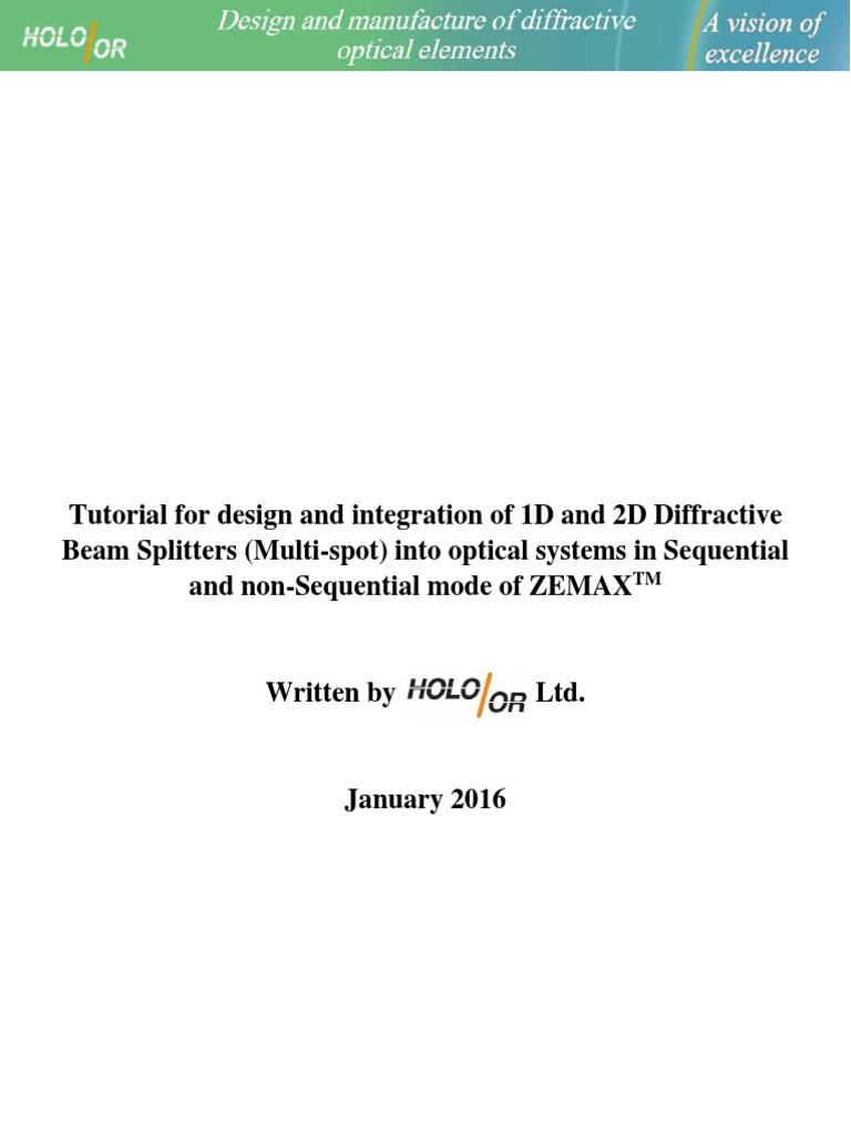 Beam Splitter Tutorial Zemax | PDF | Diffraction | Optics