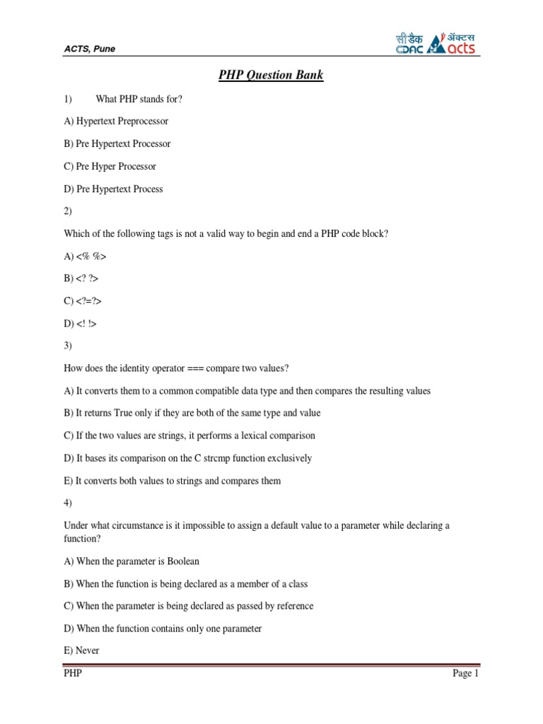 Dac Eandc QB Question Bank PHP Ques | PDF | Php | C (Programming Language)