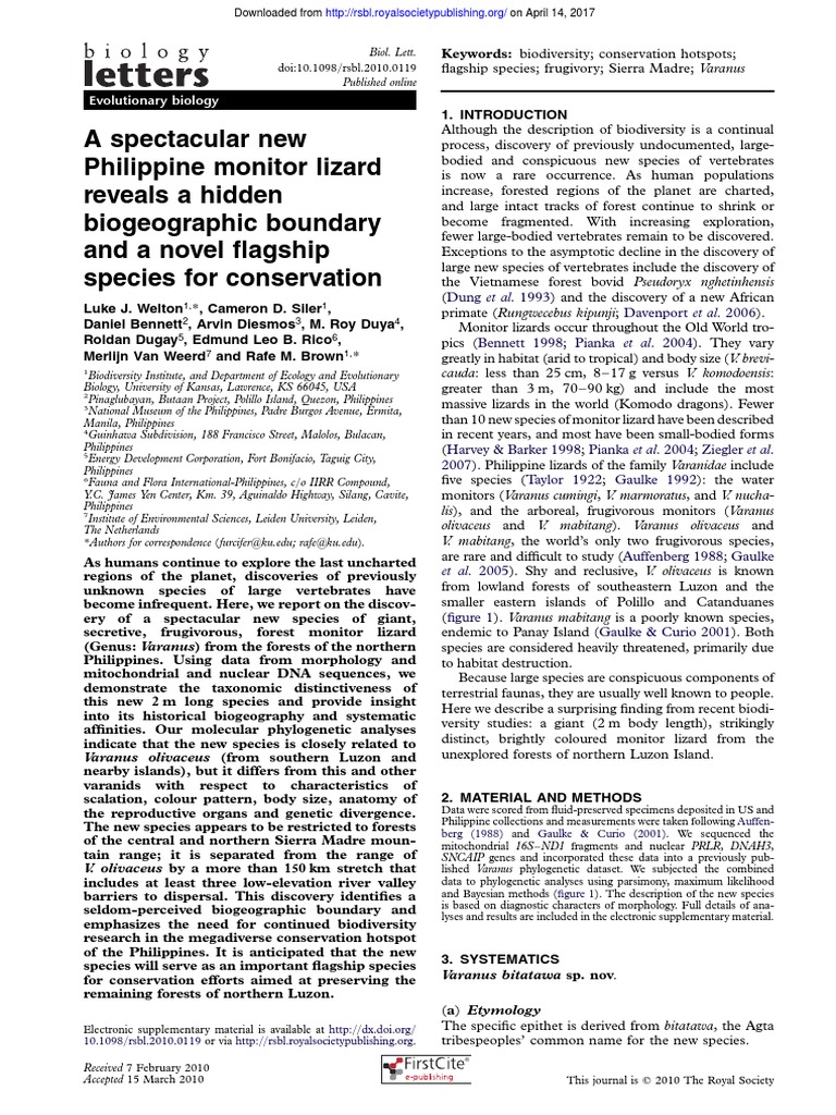 Varanus Bitatawa | Download Free PDF | Species | Biology