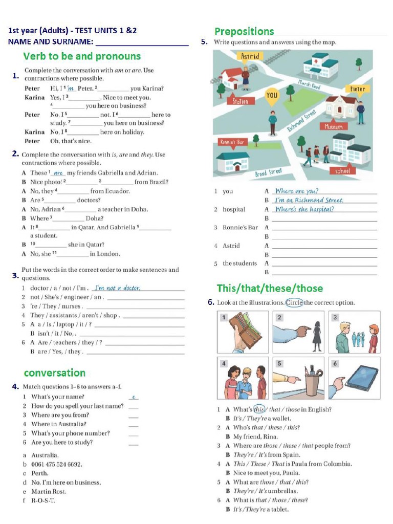 Navigate Beginner Test Unit 1 & 2 | PDF