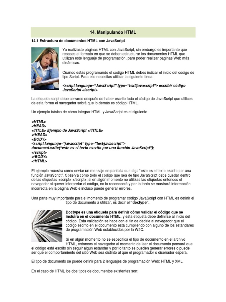 Introducción a la estructura de documentos HTML y objetos predefinidos ...