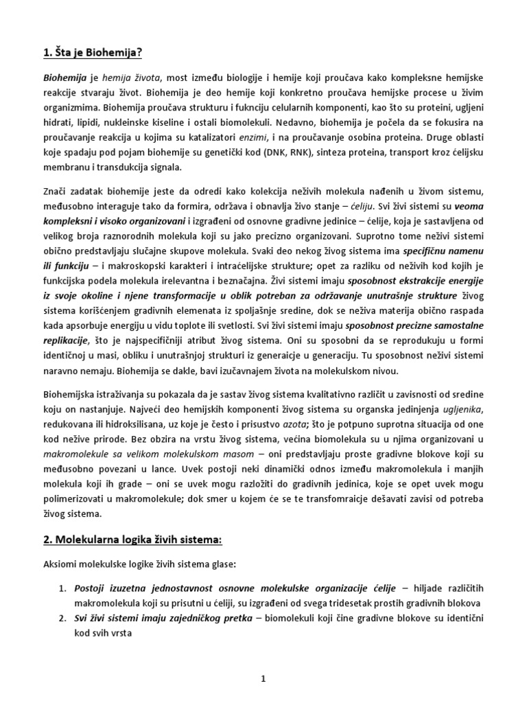 Dinamicka Biohemija Odgovori Na Ispitna Pitanja | PDF