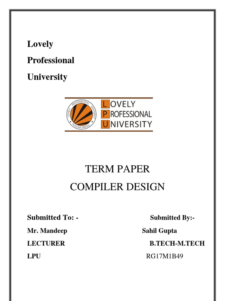Lovely Professional University: Term Paper Compiler Design | PDF ...