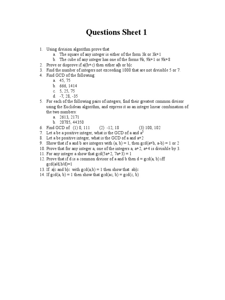 Integer Properties and GCD Proofs | PDF | Teaching Methods & Materials ...