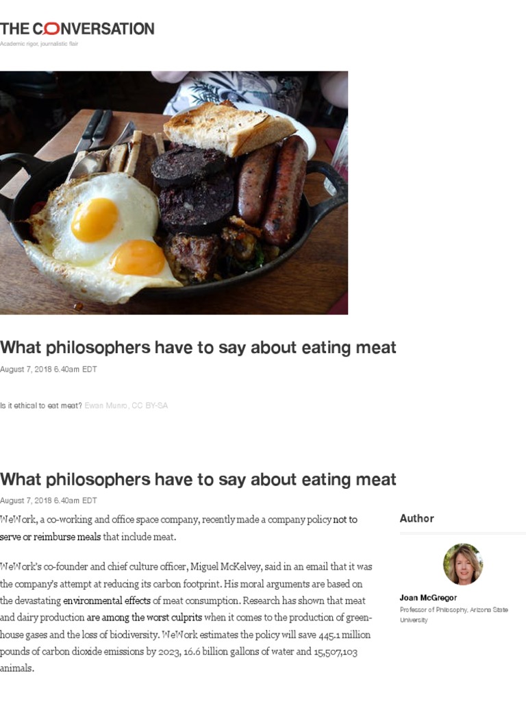 What Philosophers Have To Say About Eating Meat | PDF | Utilitarianism ...