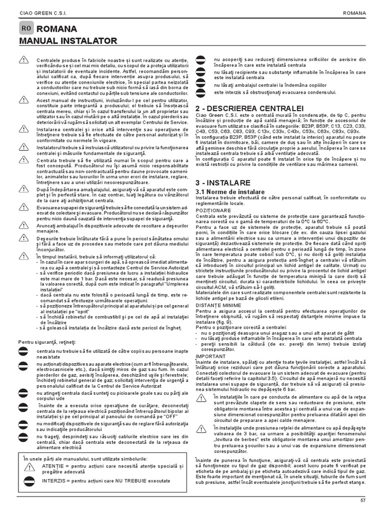 Manual Instalator Romana: 2 - Descrierea Centralei | PDF